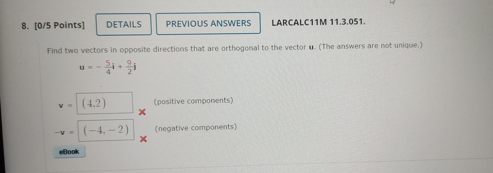 Solved Find two vectors in opposite directions that are | Chegg.com