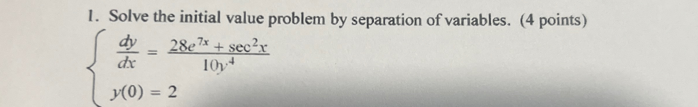 Solved Solve the initial value problem by separation of | Chegg.com