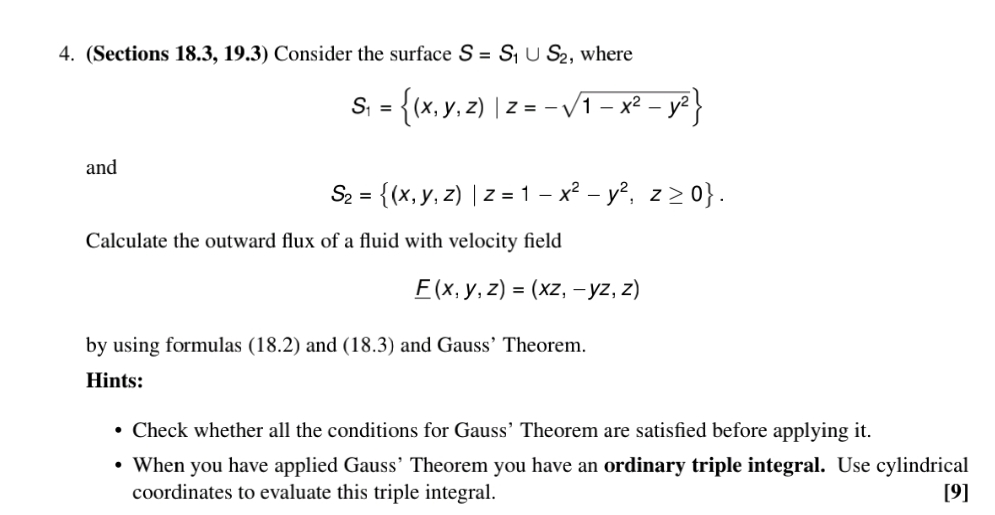Solved (Sections 18.3, 19.3) ﻿Consider the surface S=S1∪S2, | Chegg.com
