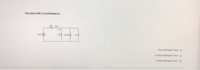 Solved The case of RLC circuit below is : Overdamped case o | Chegg.com
