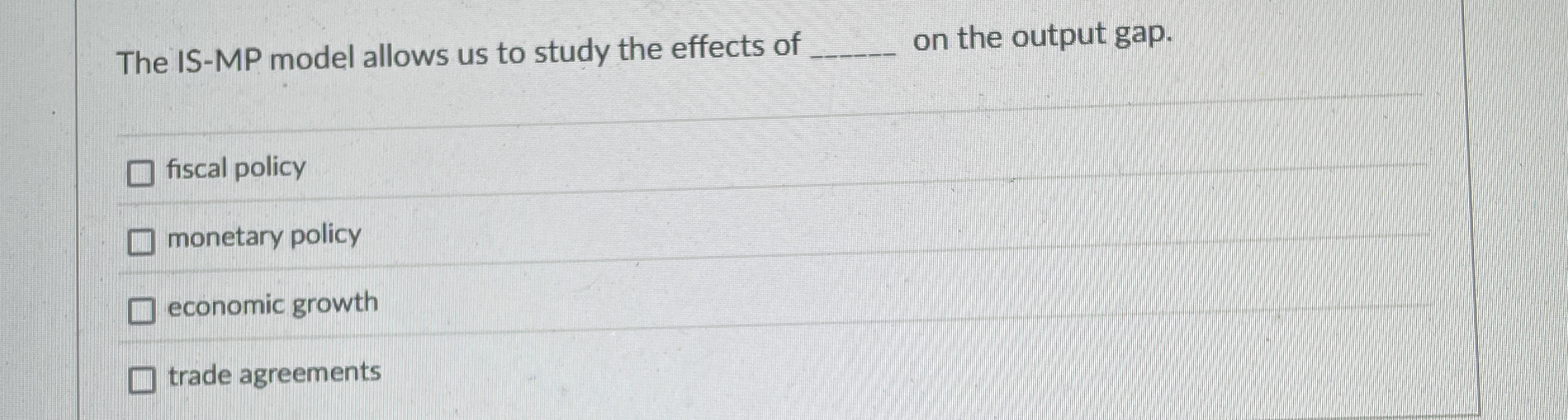 Solved The IS-MP model allows us to study the effects of q, | Chegg.com