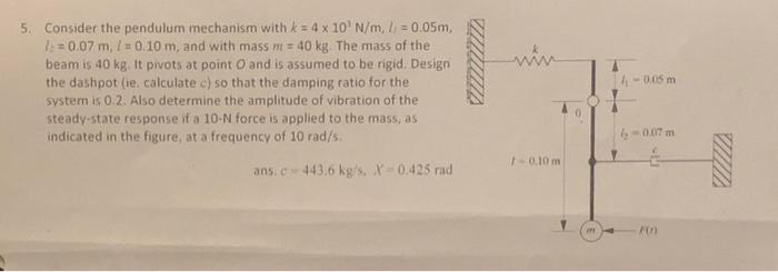 Solved 5. Consider the pendulum mechanism with k = 4 x 10³ | Chegg.com