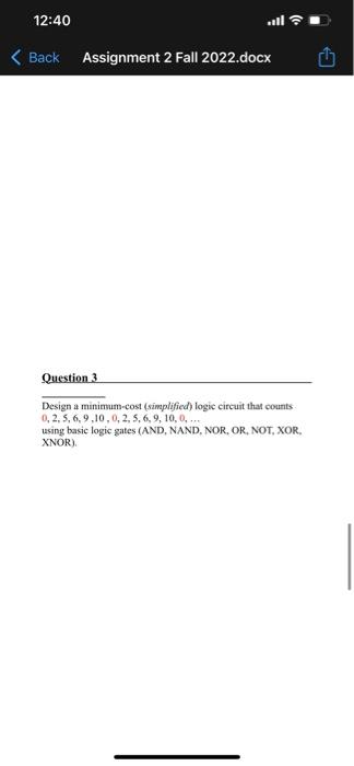 Solved Design a minimum-cost (simplified) logic circuit that | Chegg.com