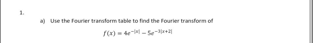 Solved a) Use the Fourier transform table to find the | Chegg.com