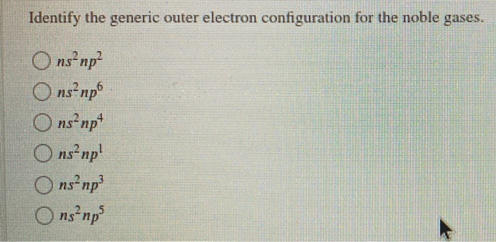 Solved Identify the generic outer electron configuration for | Chegg.com