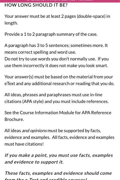 HOW LONG SHOULD IT BE?Your answer must be at least 2 | Chegg.com