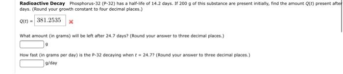 Solved Radioactive Decay Phosphorus-32 (P-32) has a | Chegg.com