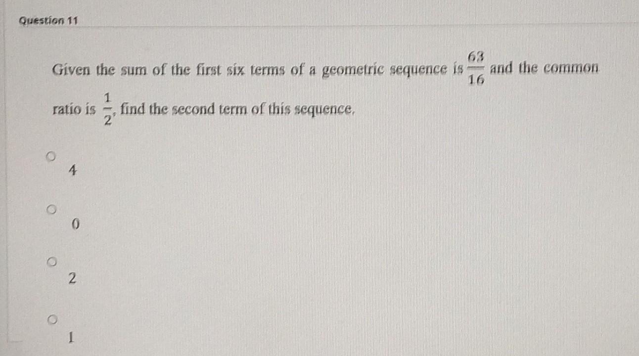 Solved Given the sum of the first six terms of a geometric | Chegg.com