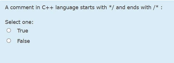 Solved A comment in C++ ﻿language starts with :Select | Chegg.com