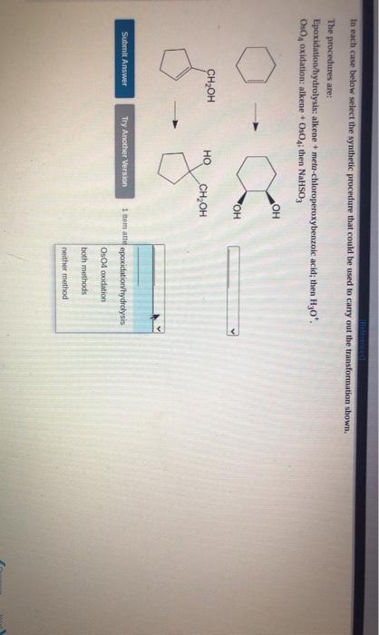 Solved In each case below select the synthetic procedure | Chegg.com