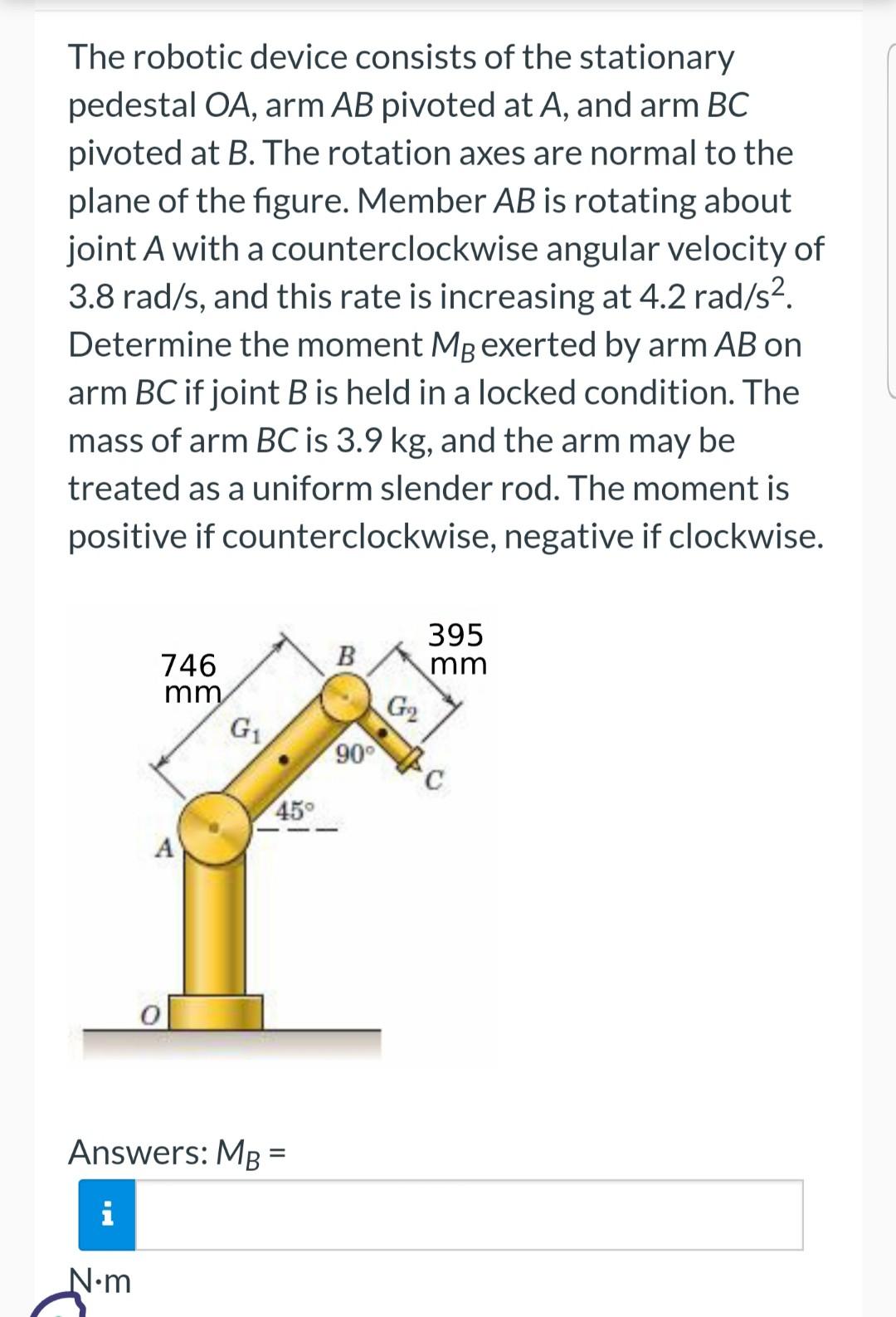 Solved The robotic device consists of the stationary | Chegg.com