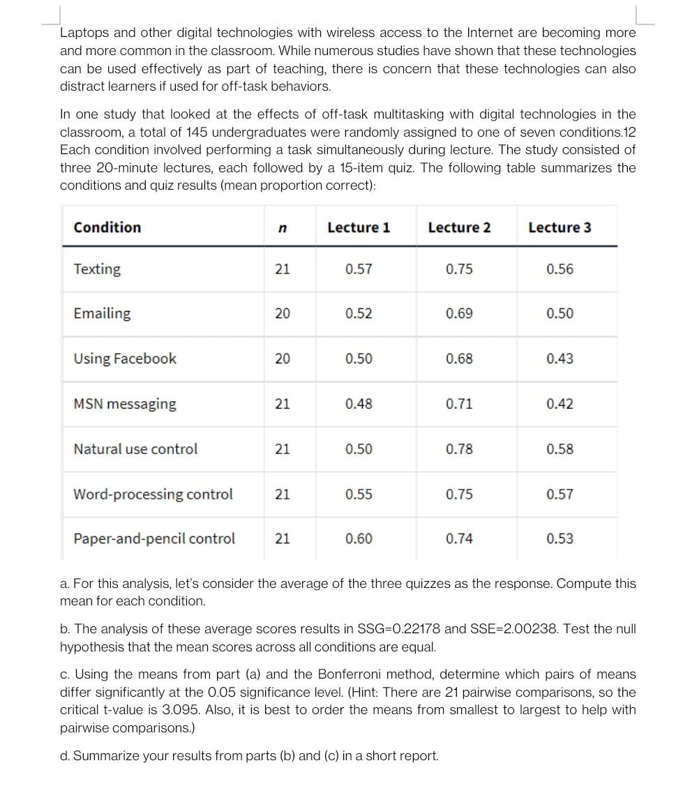 Solved Laptops and other digital technologies with wireless | Chegg.com