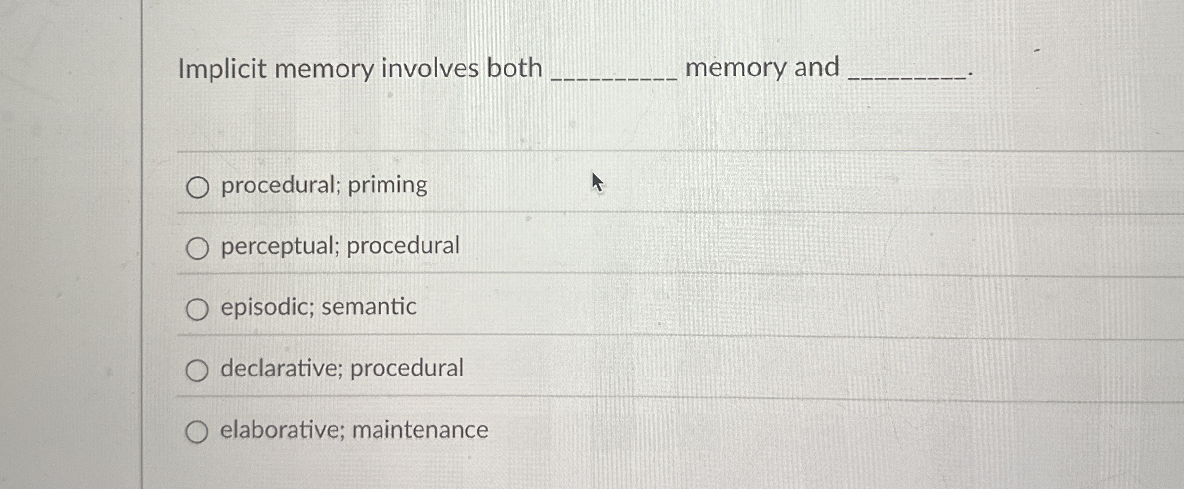 Solved Implicit memory involves both ﻿memory and | Chegg.com