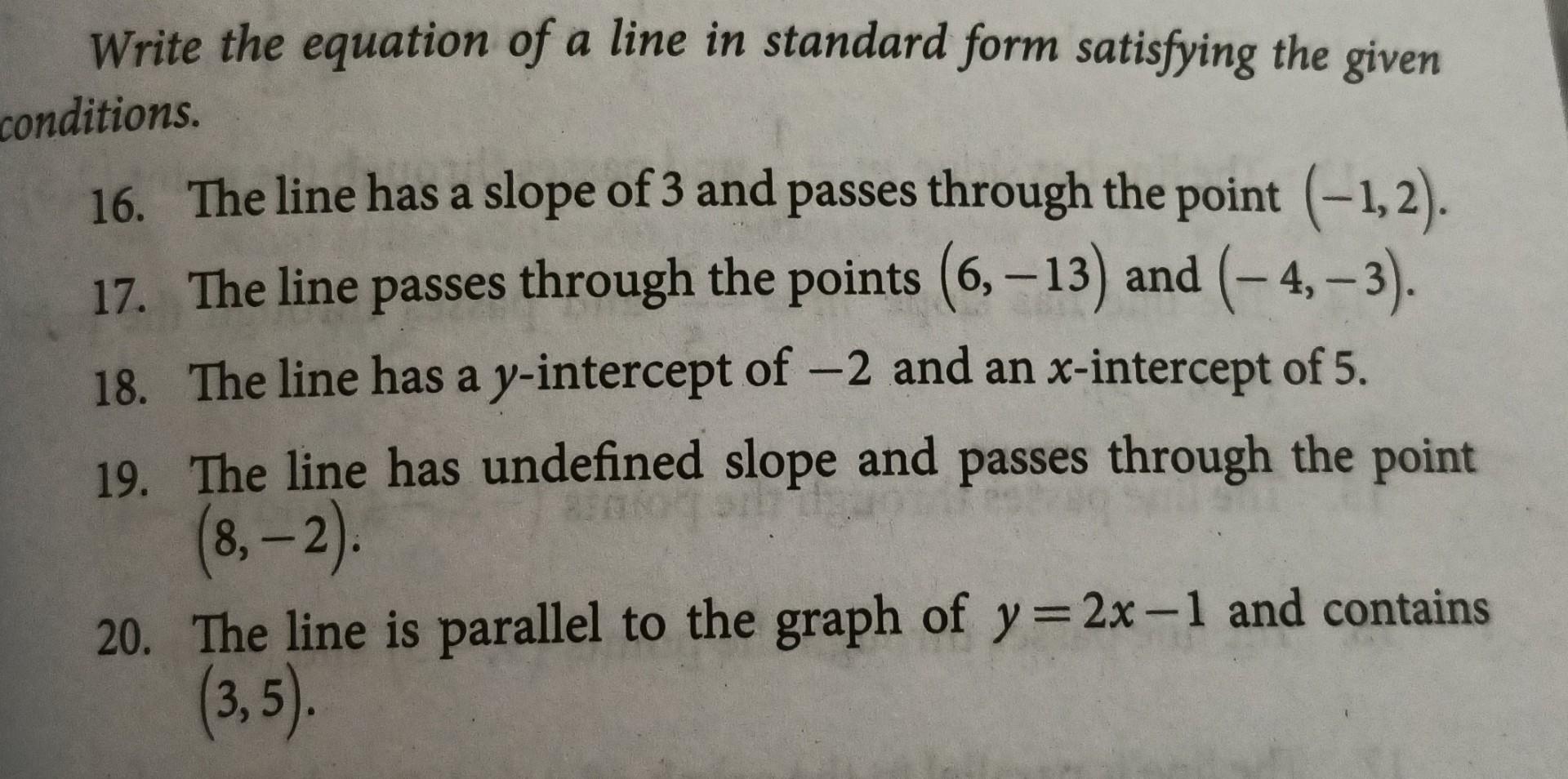 Solved - - Write the equation of a line in standard form | Chegg.com