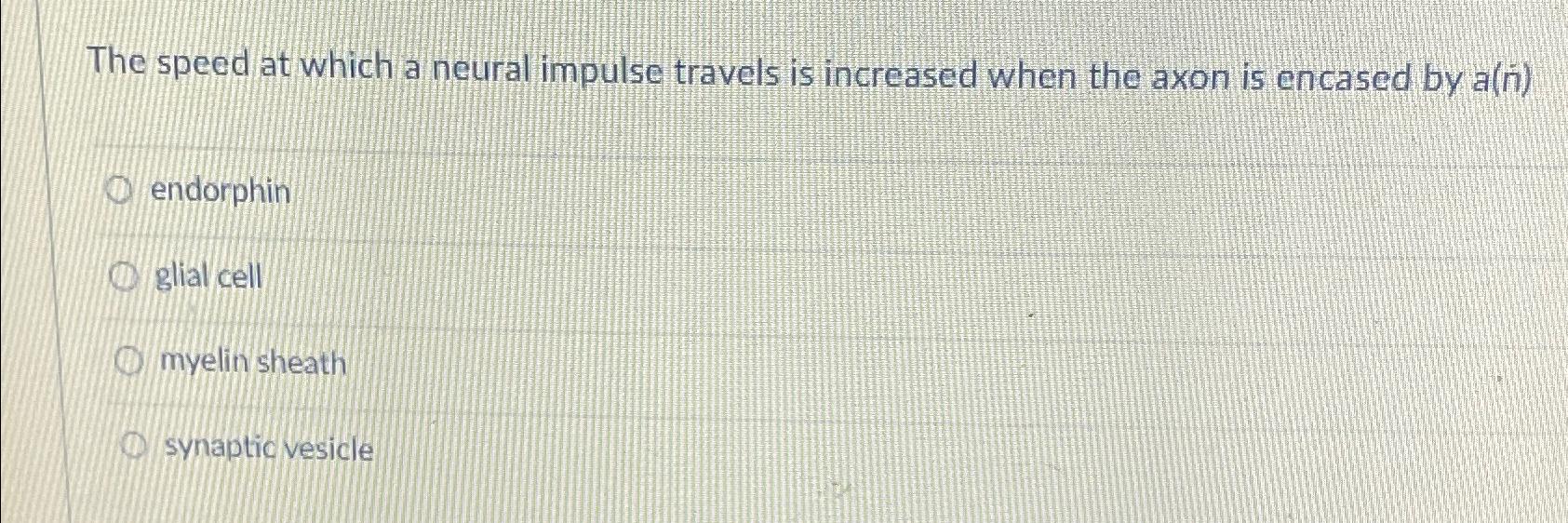 Solved The speed at which a neural impulse travels is | Chegg.com