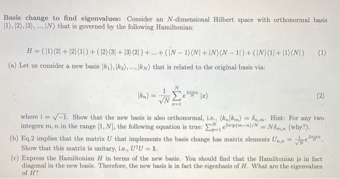 Basis change to find eigenvalues: Consider an | Chegg.com
