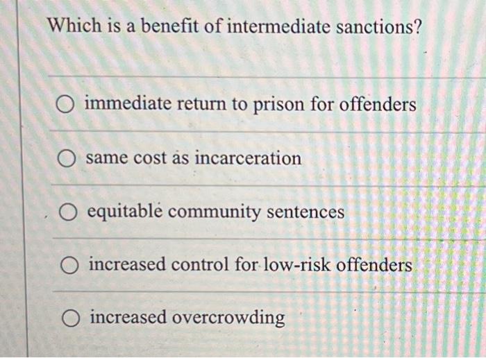 Which is a benefit of intermediate sanctions? | Chegg.com