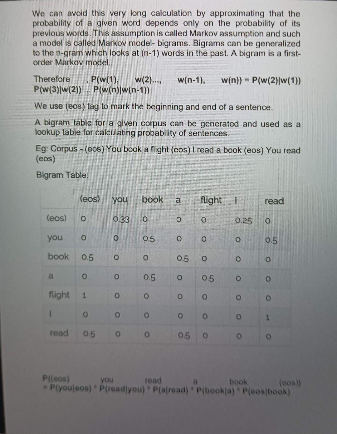 N-Grams Aim: Probability of a sentence can be | Chegg.com