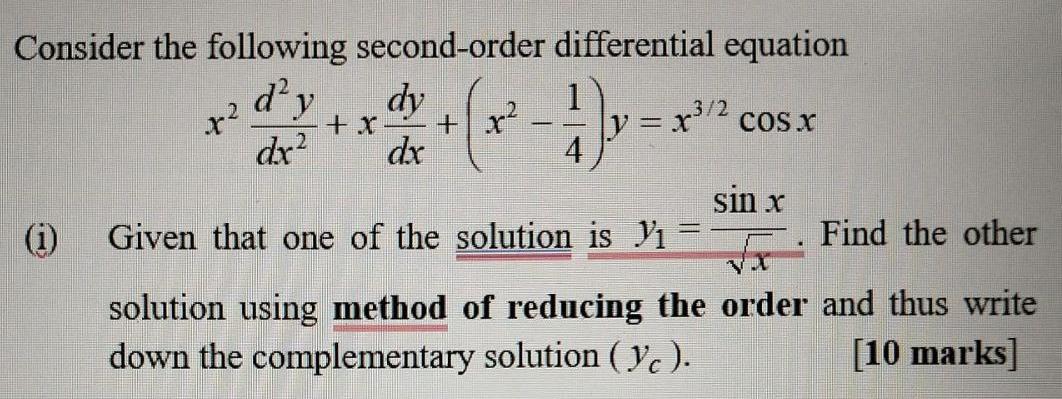 Solved Consider the following second-order differential | Chegg.com