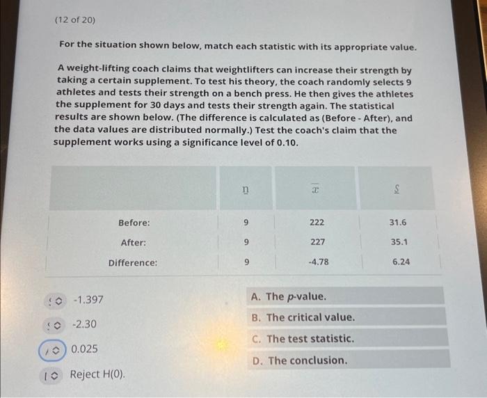 Solved (12 of 20) For the situation shown below, match each | Chegg.com