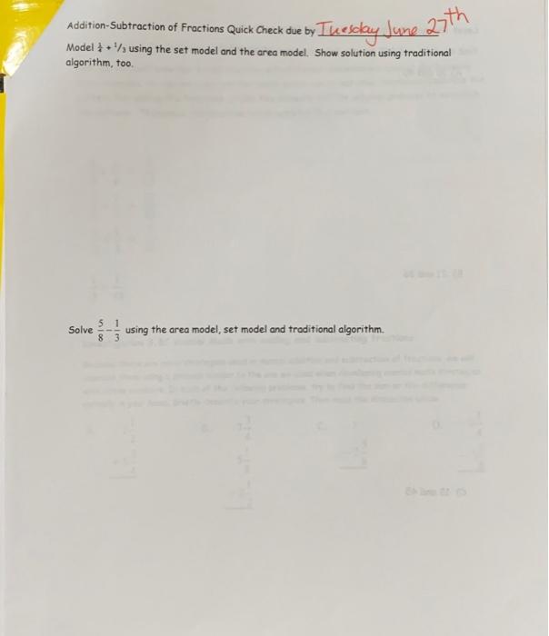 Solved Solve usinf addition and or subtraction of fractions. | Chegg.com