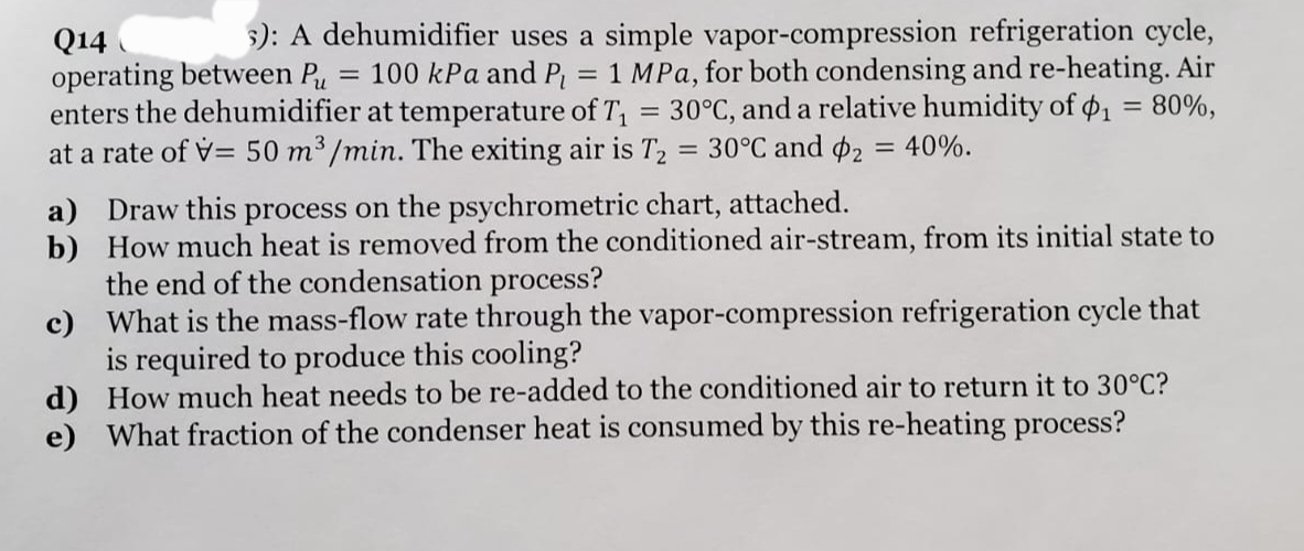 Solved Q14 q, 3): A dehumidifier uses a simple | Chegg.com