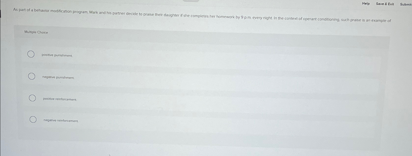 Help Save & Exit SubmitMultiple Choicepositive | Chegg.com