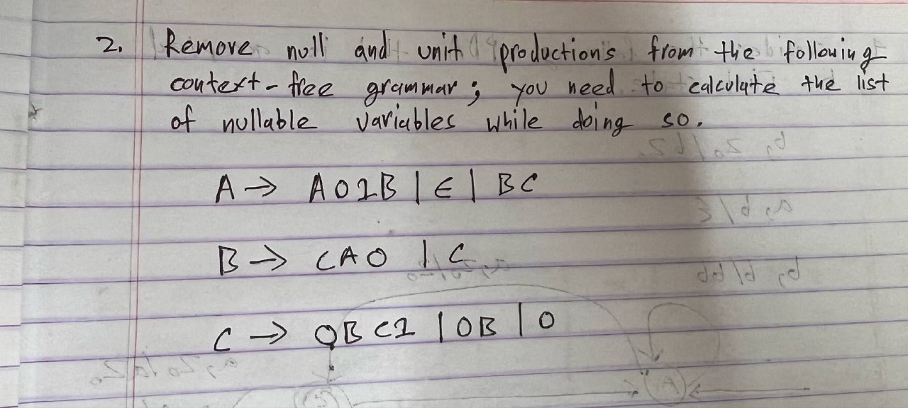 Solved Remore null and unit productions from the | Chegg.com