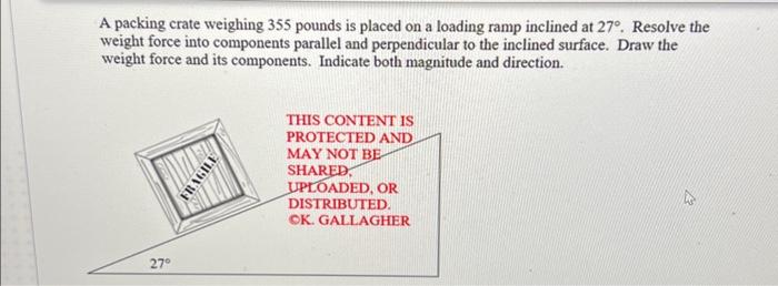 Solved A packing crate weighing 355 pounds is placed on a | Chegg.com