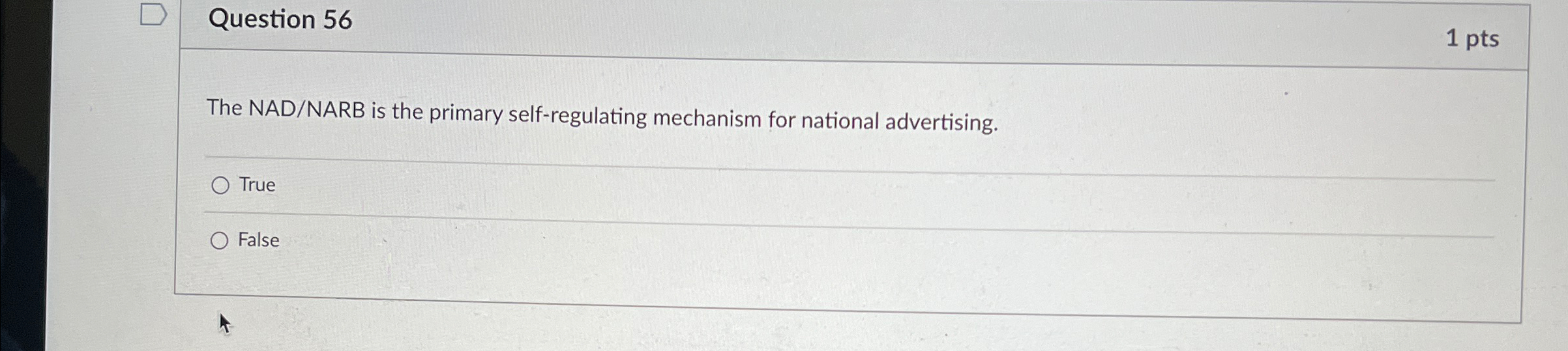 Solved Question 561 ﻿ptsThe NAD/NARB is the primary | Chegg.com