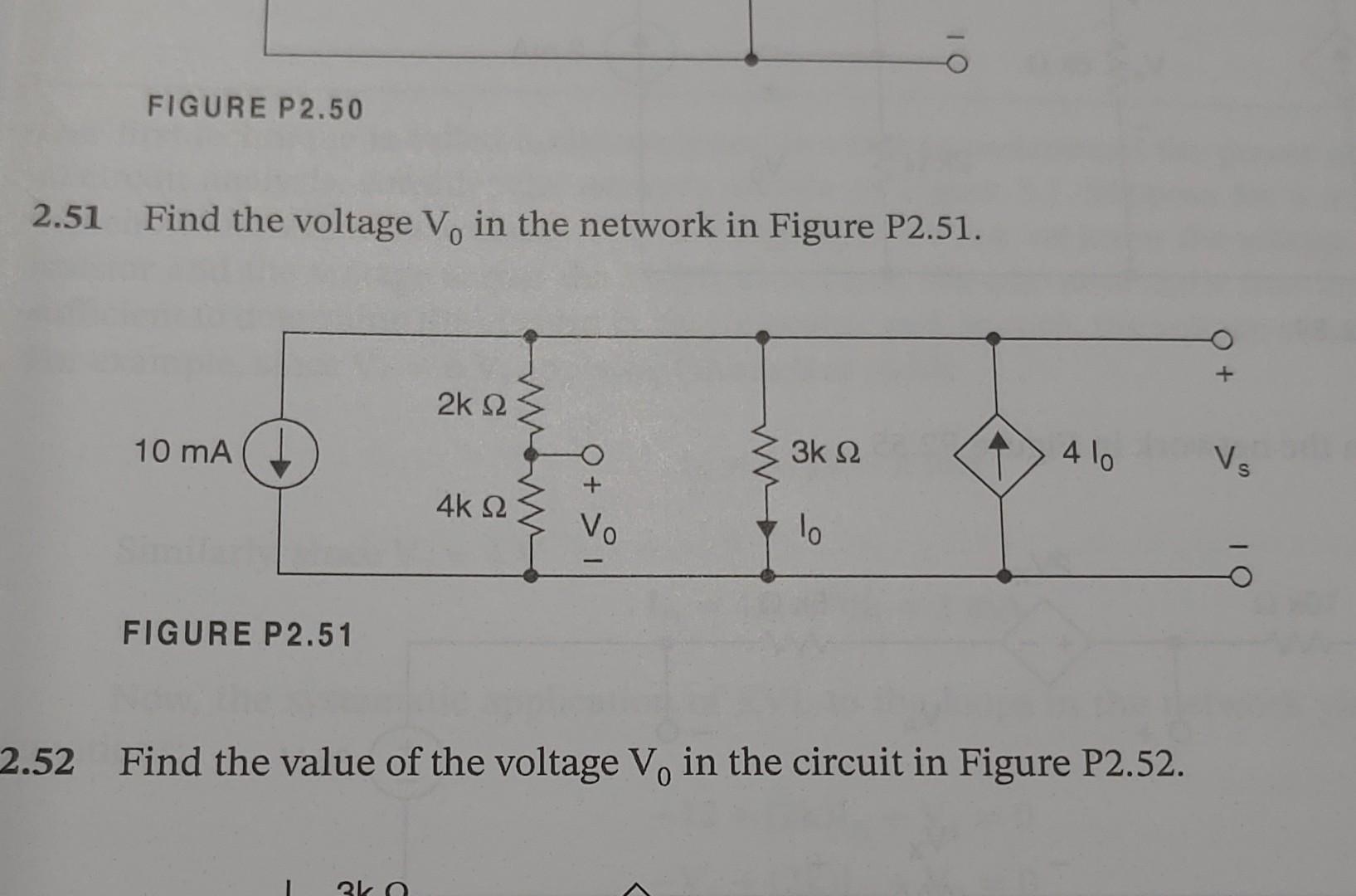 Solved 2.51 Find the voltage V0 in the network in Figure | Chegg.com