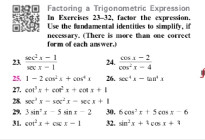 Solved Factoring a Trigonometric Express ion In Exercises | Chegg.com
