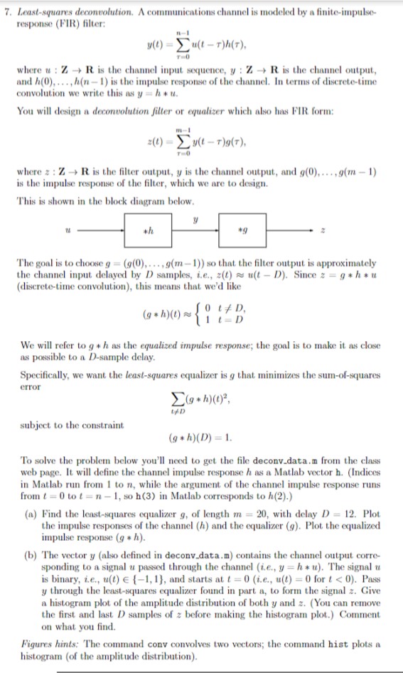 Solved Least-squares deconvolution. A communications channel | Chegg.com