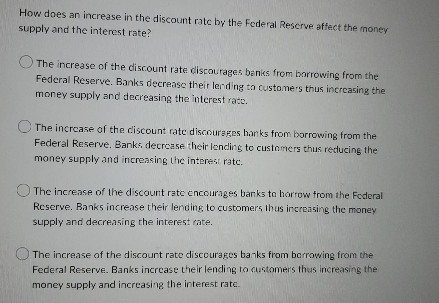 Solved How does an increase in the discount rate by the | Chegg.com