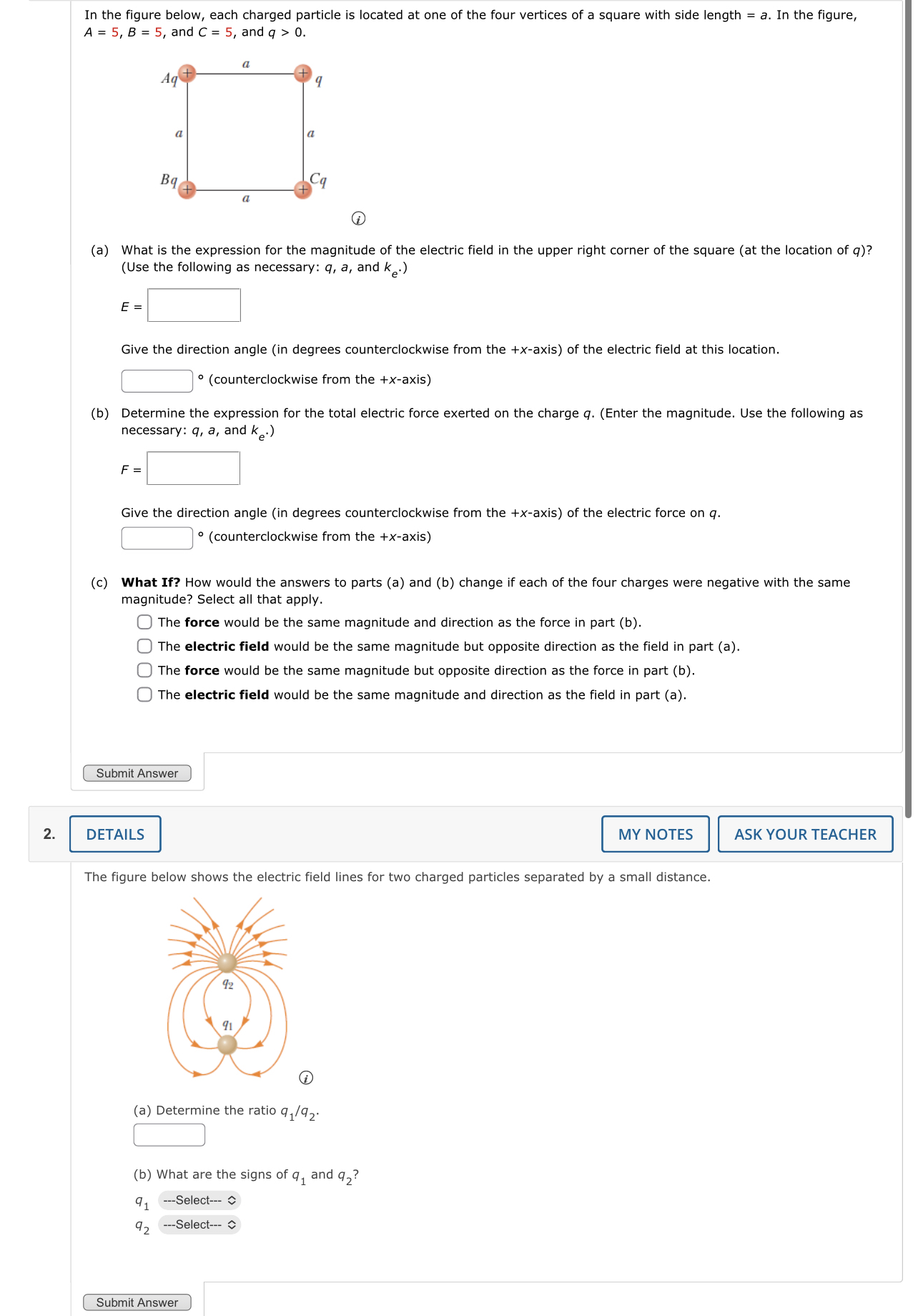 Solved In the figure below, each charged particle is located | Chegg.com