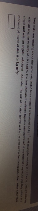 Solved Two disks are rotating about the same axis. Disk Ahas | Chegg.com