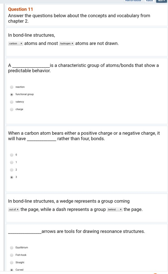 Solved PRINTER VERSION BACK NEXT Question 11 Answer the | Chegg.com