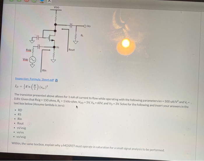 Solved VOD Vsig ) Rin Inspection Formula Sheet.pdf Ip = | Chegg.com