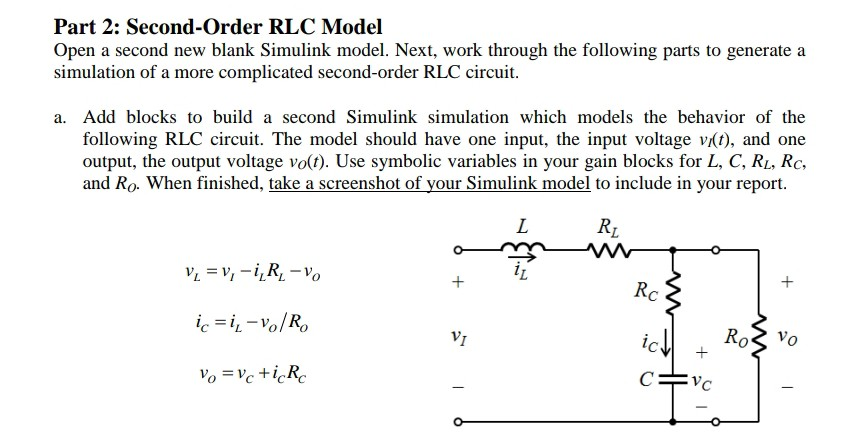 Solved Part 2: Second-Order RLC Model Open a second new | Chegg.com