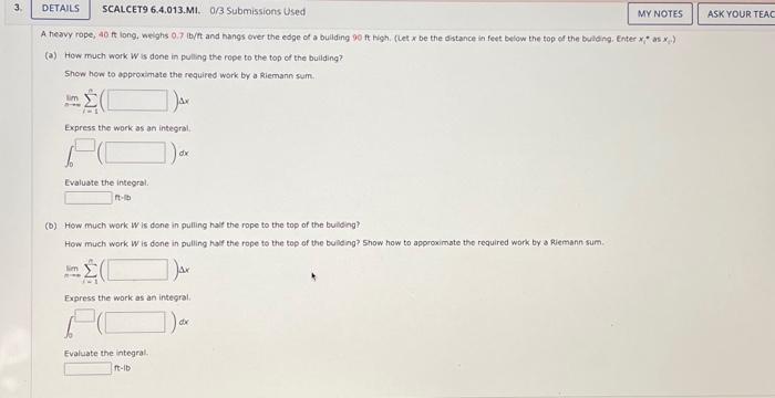 Solved A heavy rope, 40ft long, welghs 0.7lb/ft and hangs | Chegg.com