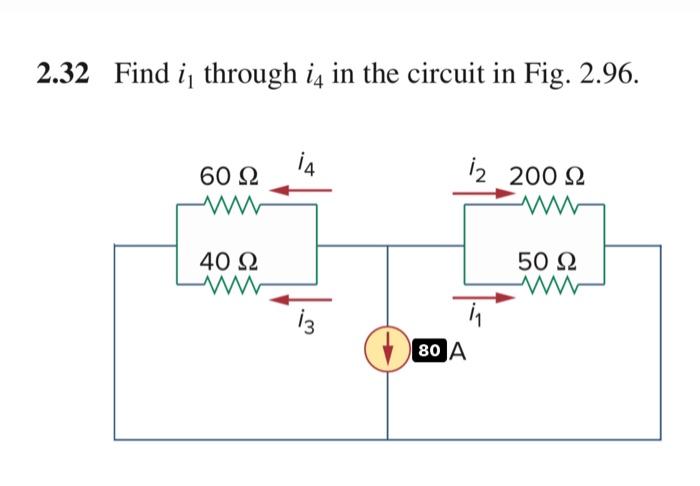 Solved 2.32 Find iſ through i4 in the circuit in Fig. 2.96. | Chegg.com
