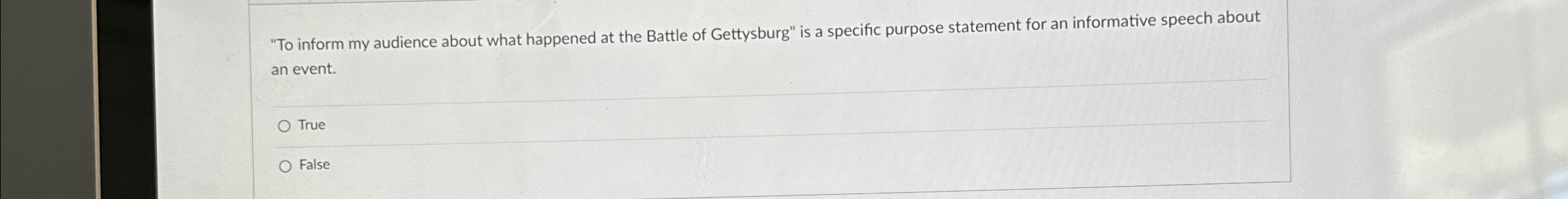 Solved "To inform my audience about what happened at the | Chegg.com