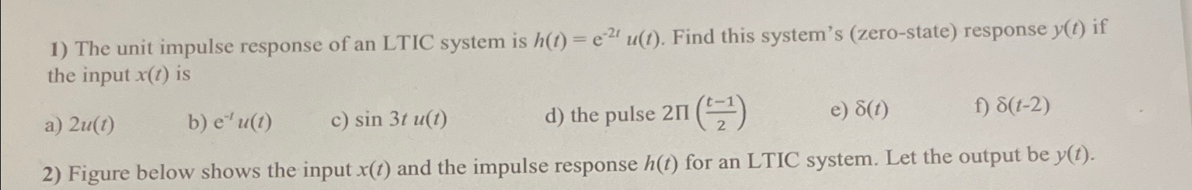 Solved The Unit Impulse Response Of An Ltic System Is