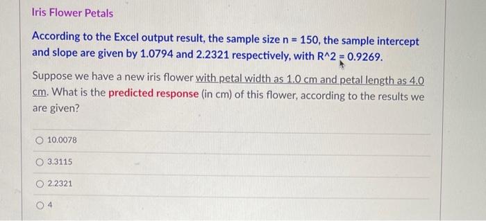 Solved The Iris Flower Data Set at | Chegg.com