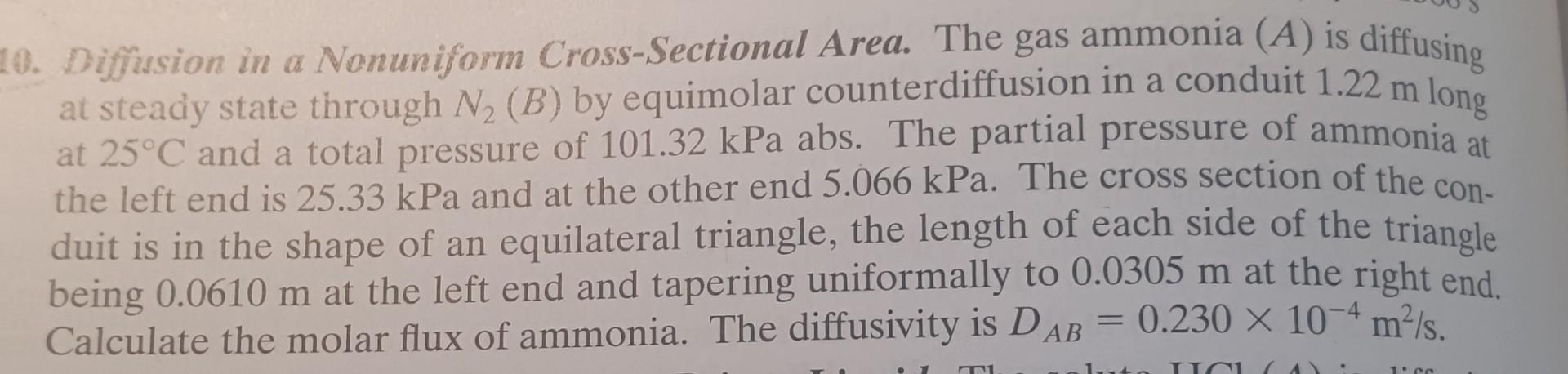 Solved 0. Diffussion in a Nonuniform Cross-Sectional Area. | Chegg.com