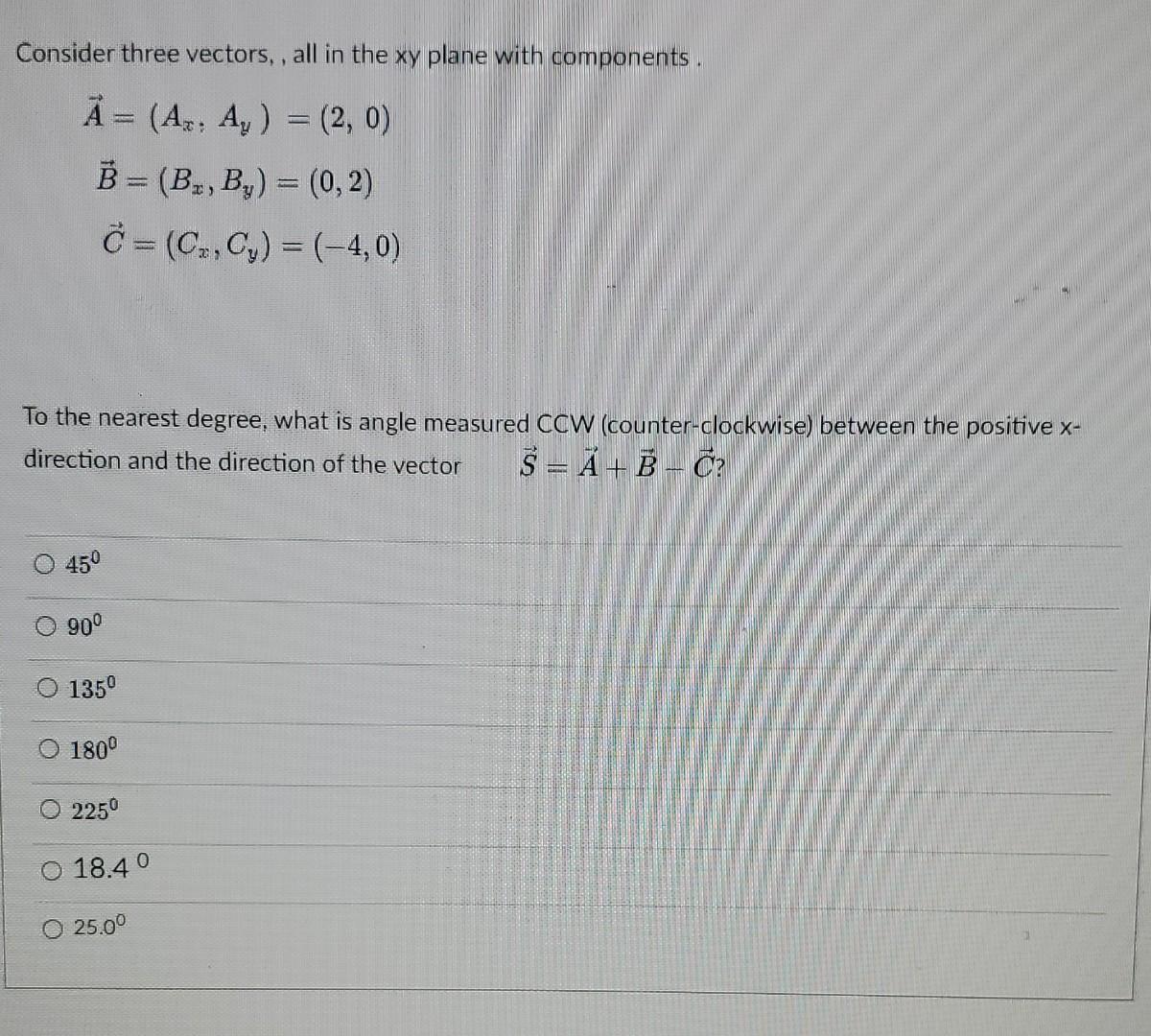 Solved Consider three vectors, , all in the xy plane with | Chegg.com