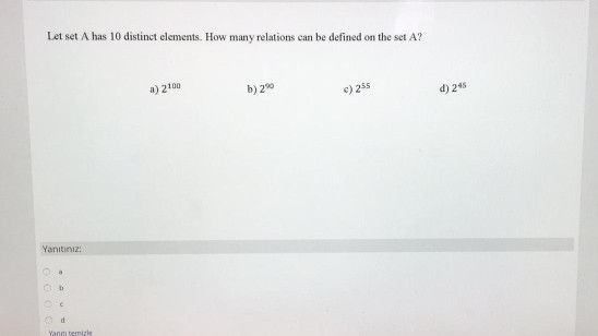 Solved Let set A has 10 distinct elements. How many | Chegg.com