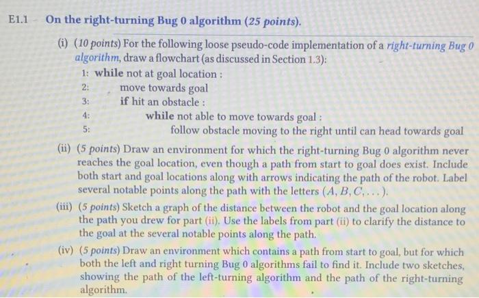 E1.1 a 4: On the right-turning Bug O algorithm (25 | Chegg.com