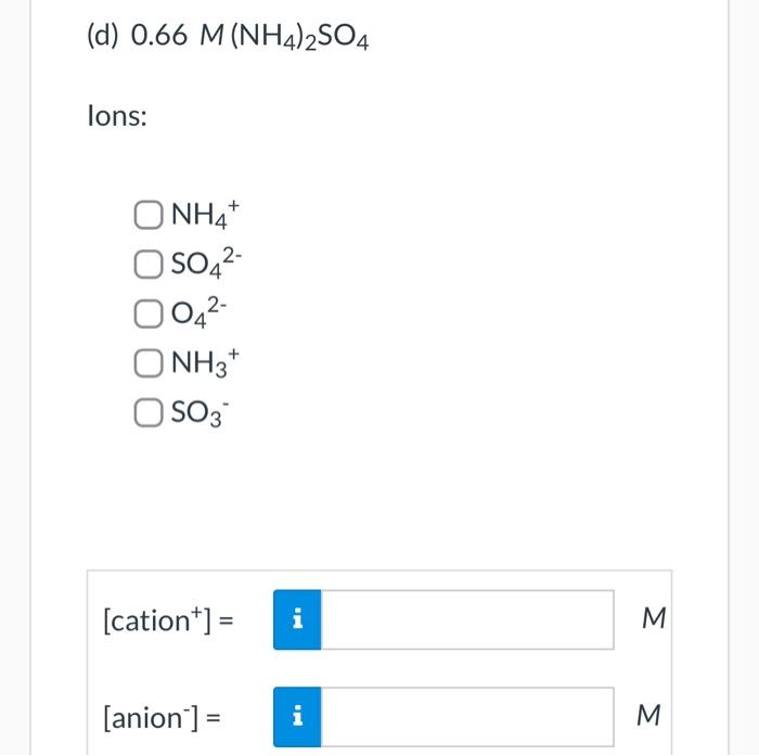 Solved Determine the molarity of each of the ions present in | Chegg.com