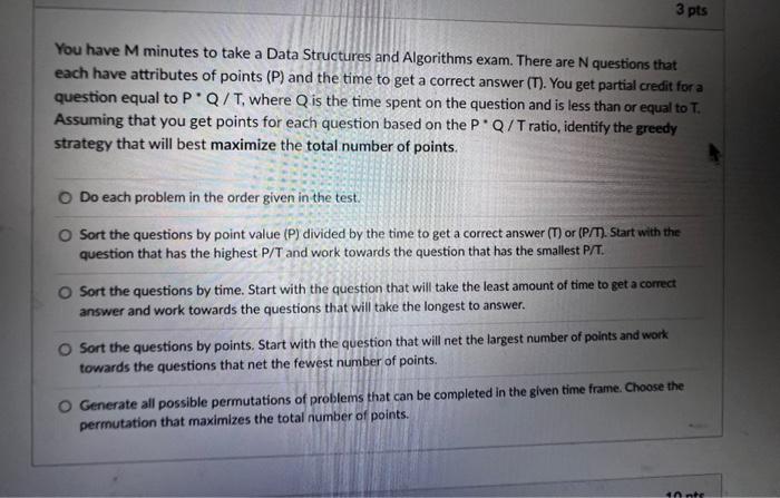 [Solved]: You have ( mathrm{M} ) minutes to take a Data
